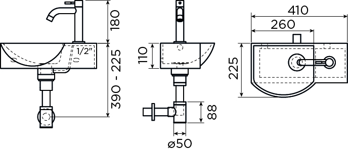 Clou InBe Fonteinset - 41x22.5x11cm - met kraan - met waste - met sifon ...
