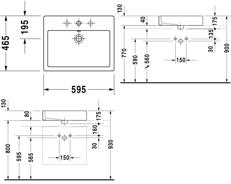 Duravit Vero opbouwwastafel onderzijde geslepen met bevestiging 60x47cm ...