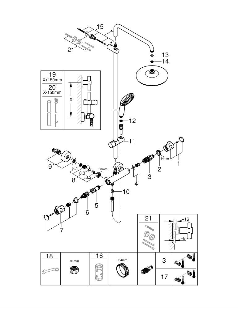 GROHE Tempesta douchesysteem 210 thermostaat chroom - 26811001 ...
