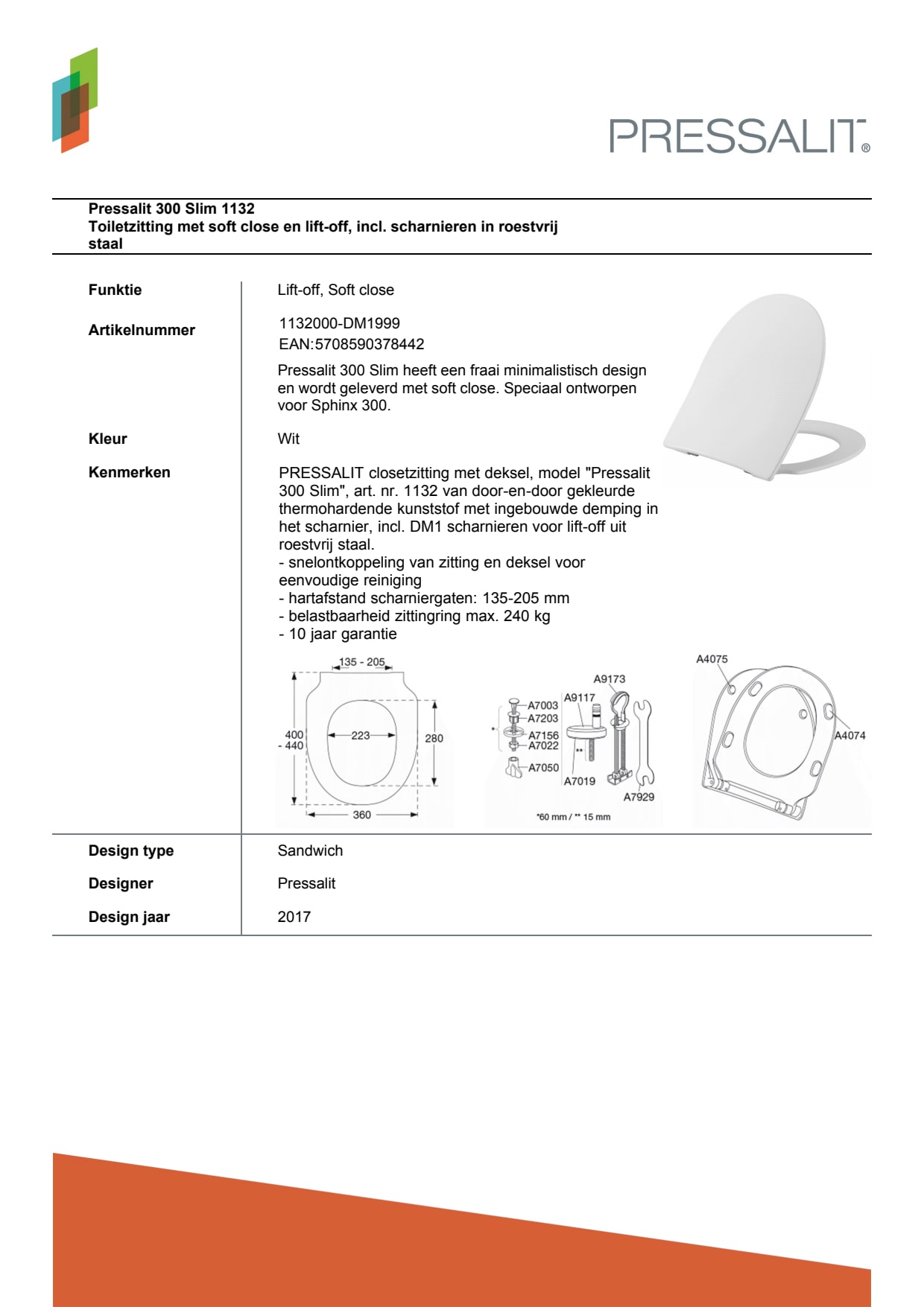 Pressalit 300 closetzitting softclose en quickrelease wit ...