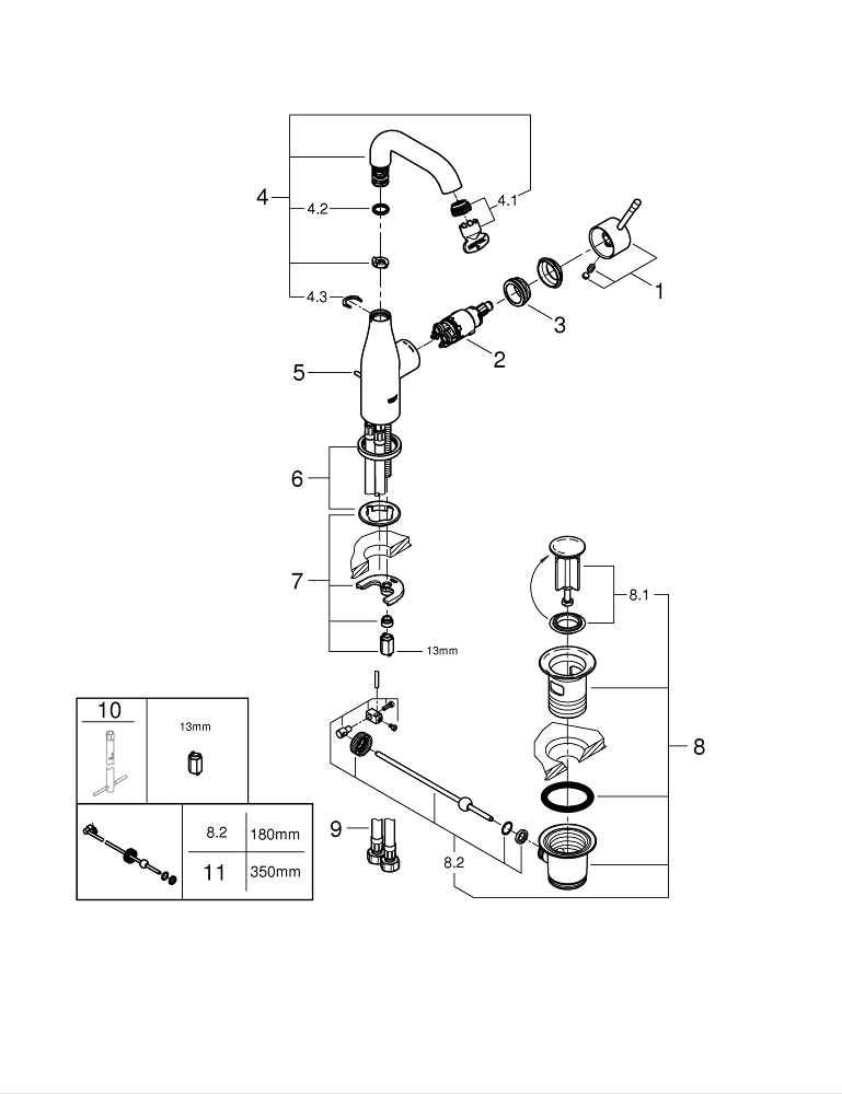 GROHE Essence New Wastafelkraan Opbouw - uitloop 11.4cm - M-size - hoge ...