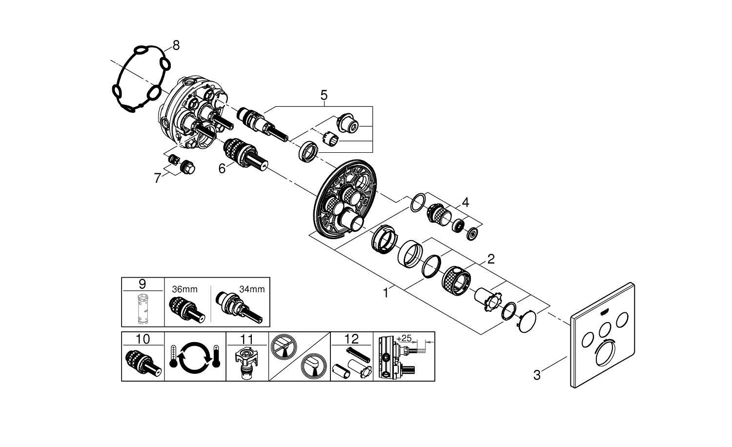 GROHE Grohtherm smartcontrol Pièce d'habillage pour mitigeur ...