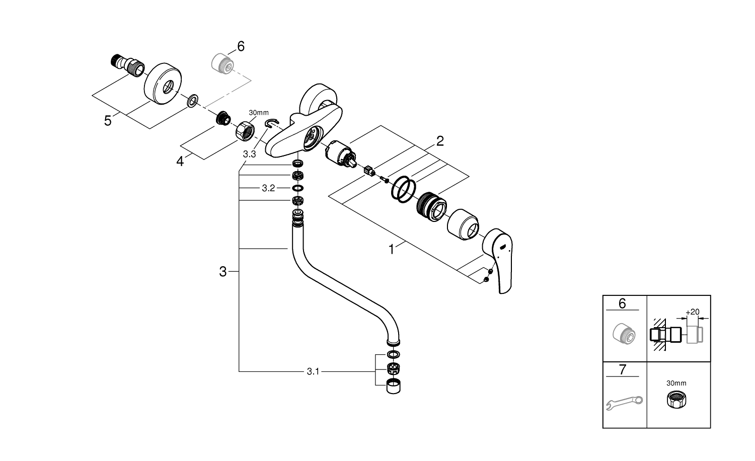GROHE Eurosmart mélangeur de cuisine chromé - 32224003 - Sawiday.fr