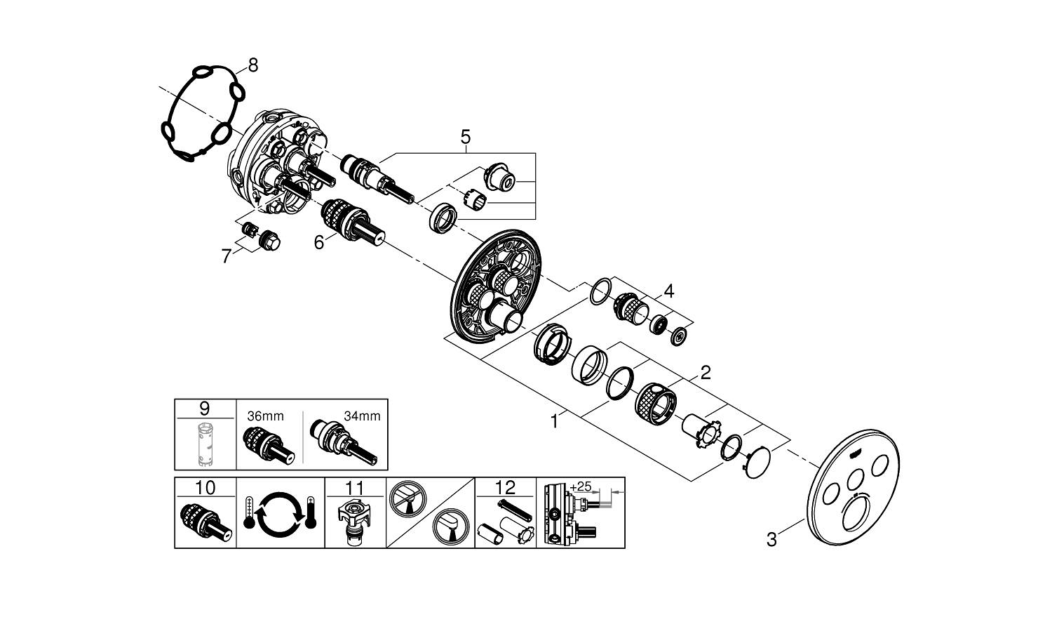 GROHE Grohtherm SmartControl inbouwkraan thermostatisch met omstel voor ...