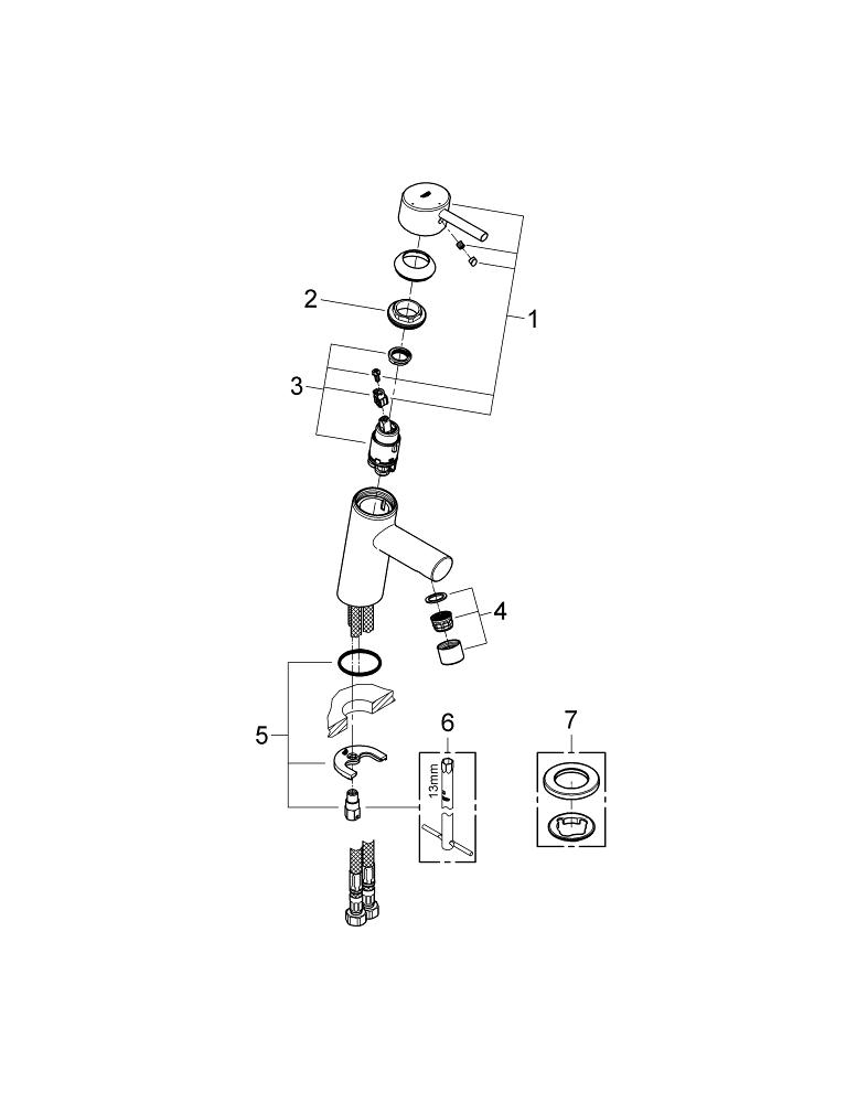 GROHE Concetto waterbesparendes wastafelkraan met 28mm ES cartouche ...