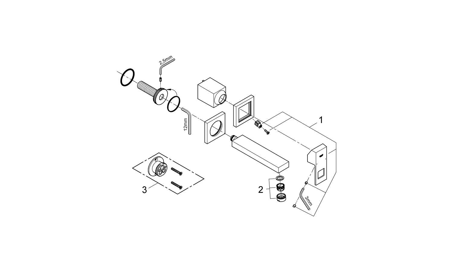 GROHE Eurocube afbouwdeel voor inbouw wandkraan met uitloop 172mm ...