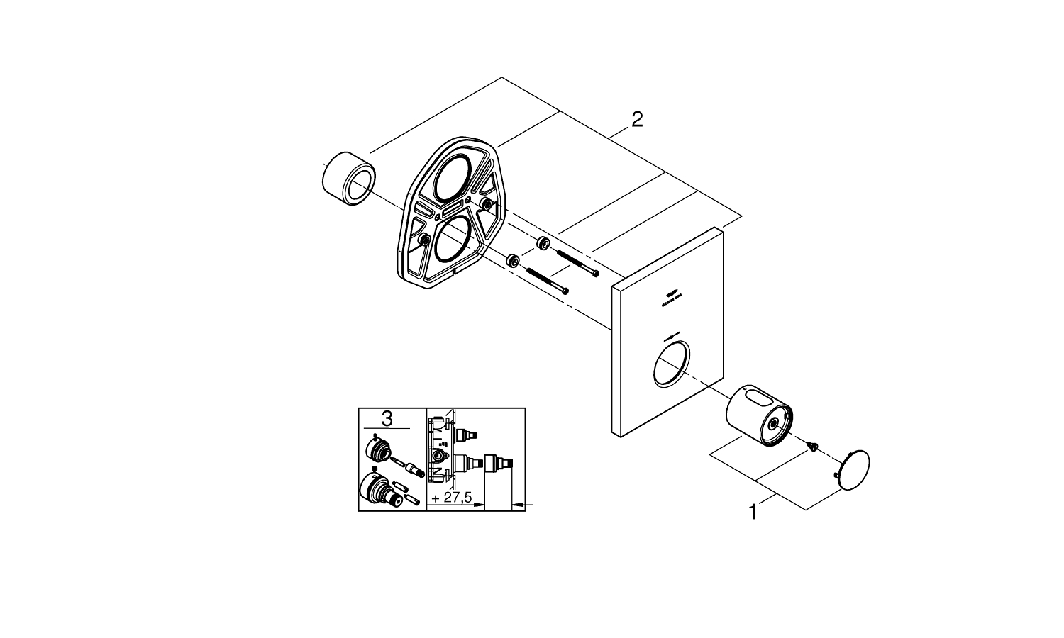 Grohe Grohtherm F afbouwdeel voor inbouwcentraalthermostaat chroom ...