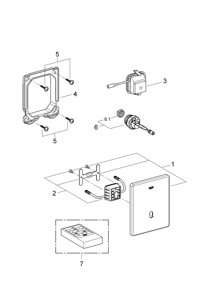 GROHE Tectron Skate urinoir bedieningsplaat met infrarood electronica ...