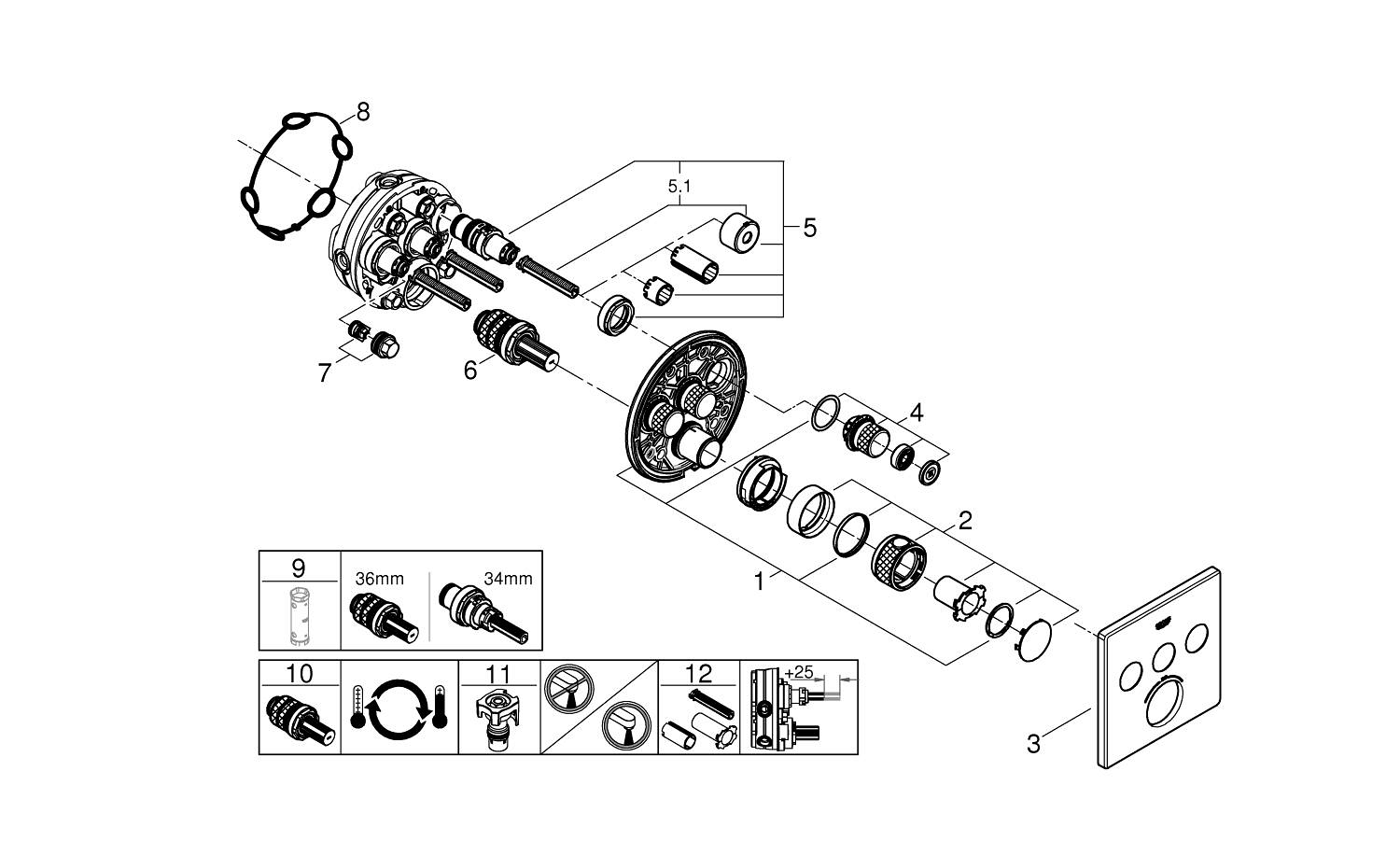 GROHE Grohtherm smartcontrol Pièce d'habillage pour mitigeur ...