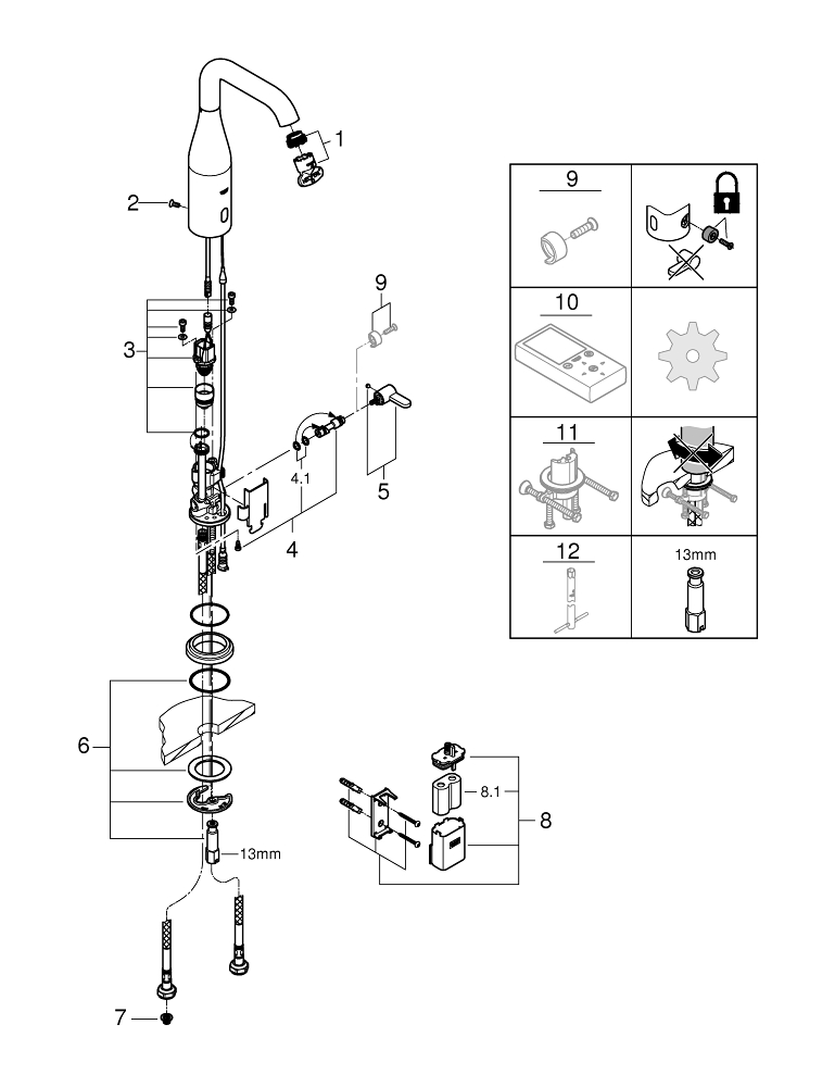 GROHE Essence Wastafelkraan Opbouw - uitloop 12.7cm - electronisch ...
