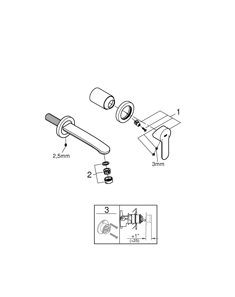 GROHE Eurostyle Cosmopolitan Set de finition pour robinet mural avec ...