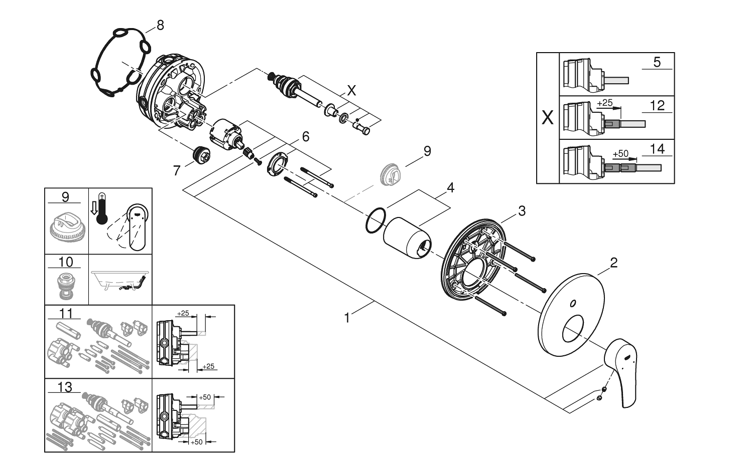 GROHE Eurosmart Inbouw badmengkraan 15.8cm rond chroom - 24043003 ...