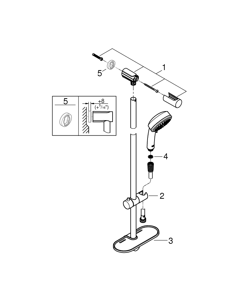 GROHE New Tempesta Cosmopolitan 100 Glijstangset - 60cm - ronde ...