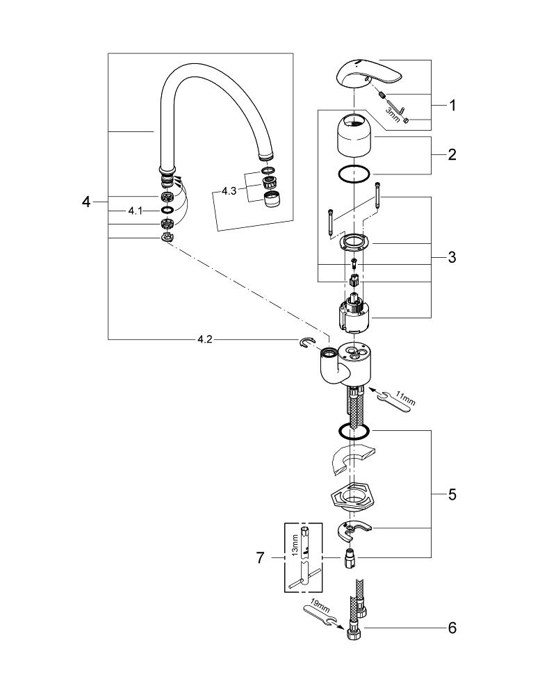 GROHE Euroeco Keukenkraan - hoog - chroom - 32752000 - Sanitairwinkel.nl