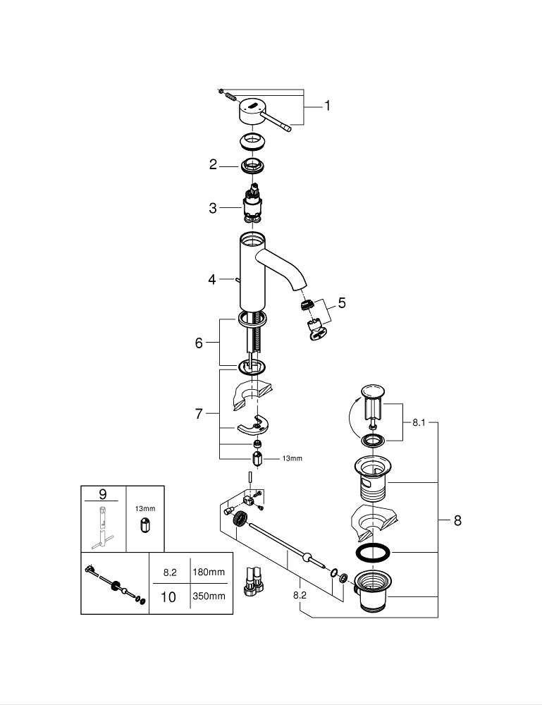 GROHE Essence New Mitigeur 1 trou S size avec bonde chrome - 23591001 ...