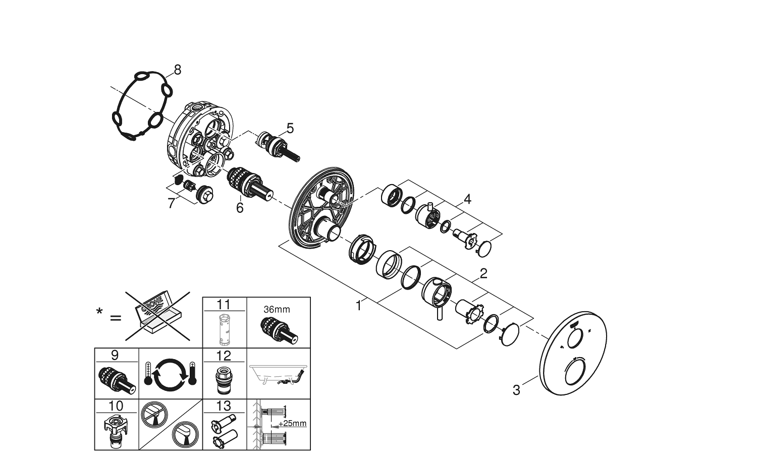 GROHE Atrio inbouw mengkraan thermostatisch met omstel chroom ...