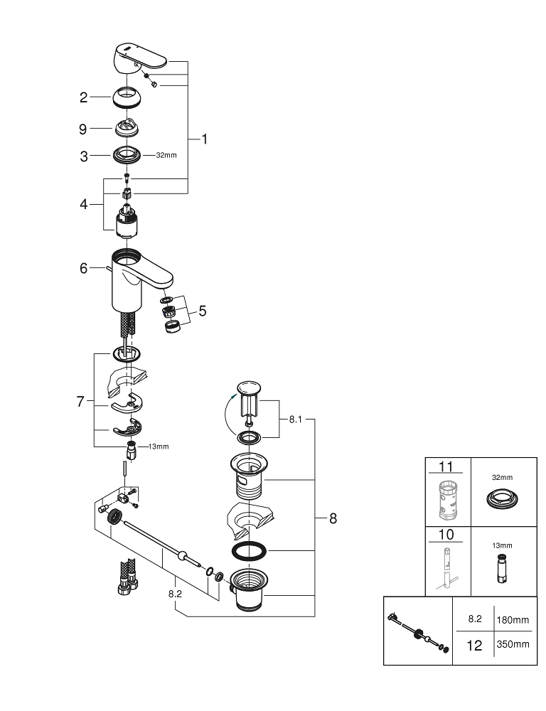 GROHE Eurosmart Cosmopolitan Mitigeur 1 trou avec bonde chrome ...