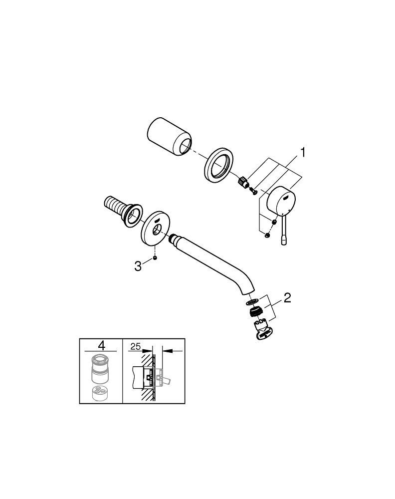 GROHE Essence Wastafelkraan Inbouw - uitloop 18.3cm - M-size - Chroom ...