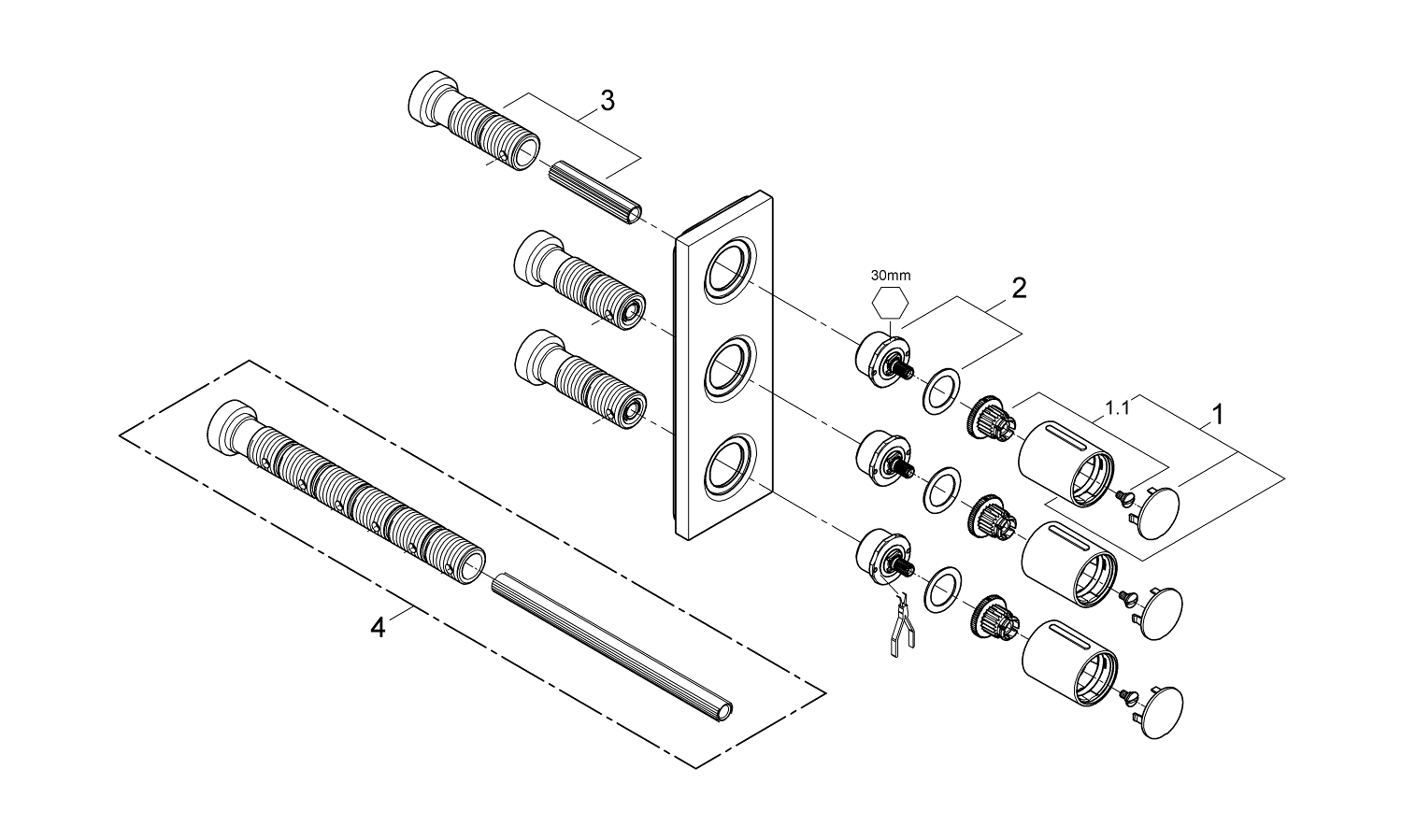 Grohe Grohtherm F Partie de finition pour inverseur vertical ou ...