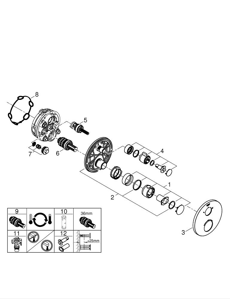 Grohe Grohtherm Inbouwthermostaat - 2 knoppen - rond - chroom ...