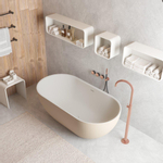 Ideavit Solidera Vrijstaand bad - 150x76x53cm - Solid surface - Ovaal - Mat Beige - 290267 GB-WH ...