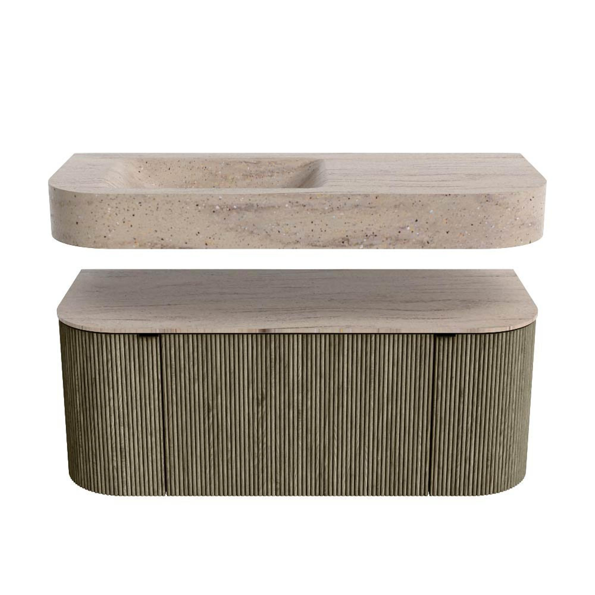 MONDIAZ THOR-DLUX 110cm badmeubel ronding links + rechts kleur Shadow ...