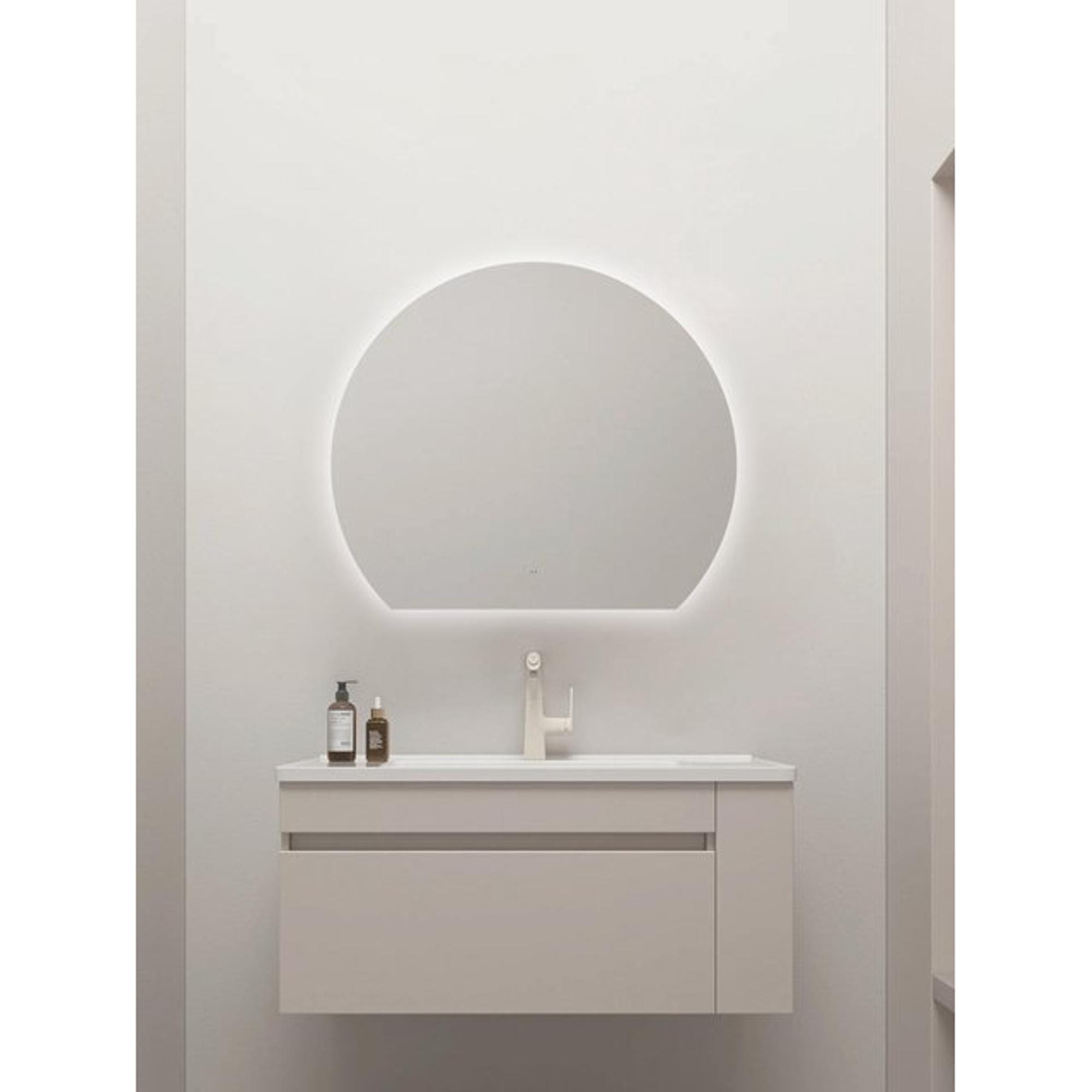Saniclass Aura Miroir de salle de bains - 60x51.2cm - semi-rond ...
