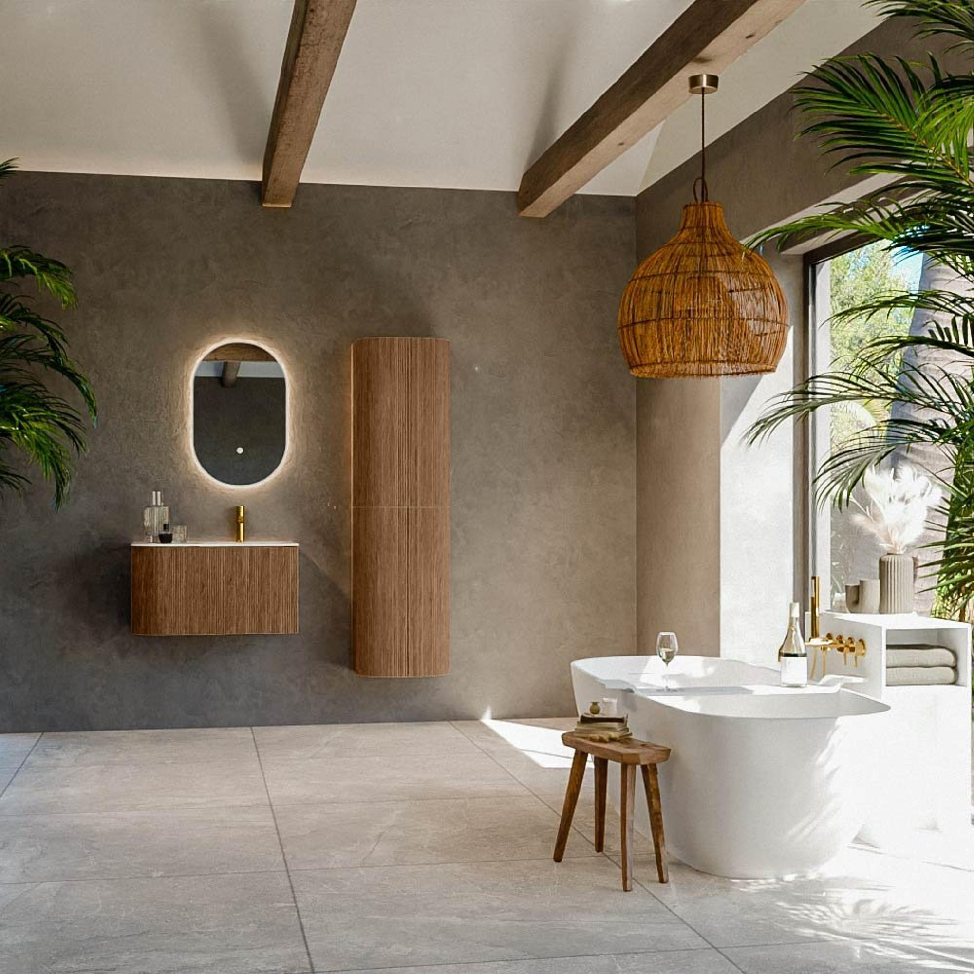 MONDIAZ KURVE-DLUX 75cm badmeubel met module 25 L kleur Walnut met 1 ...