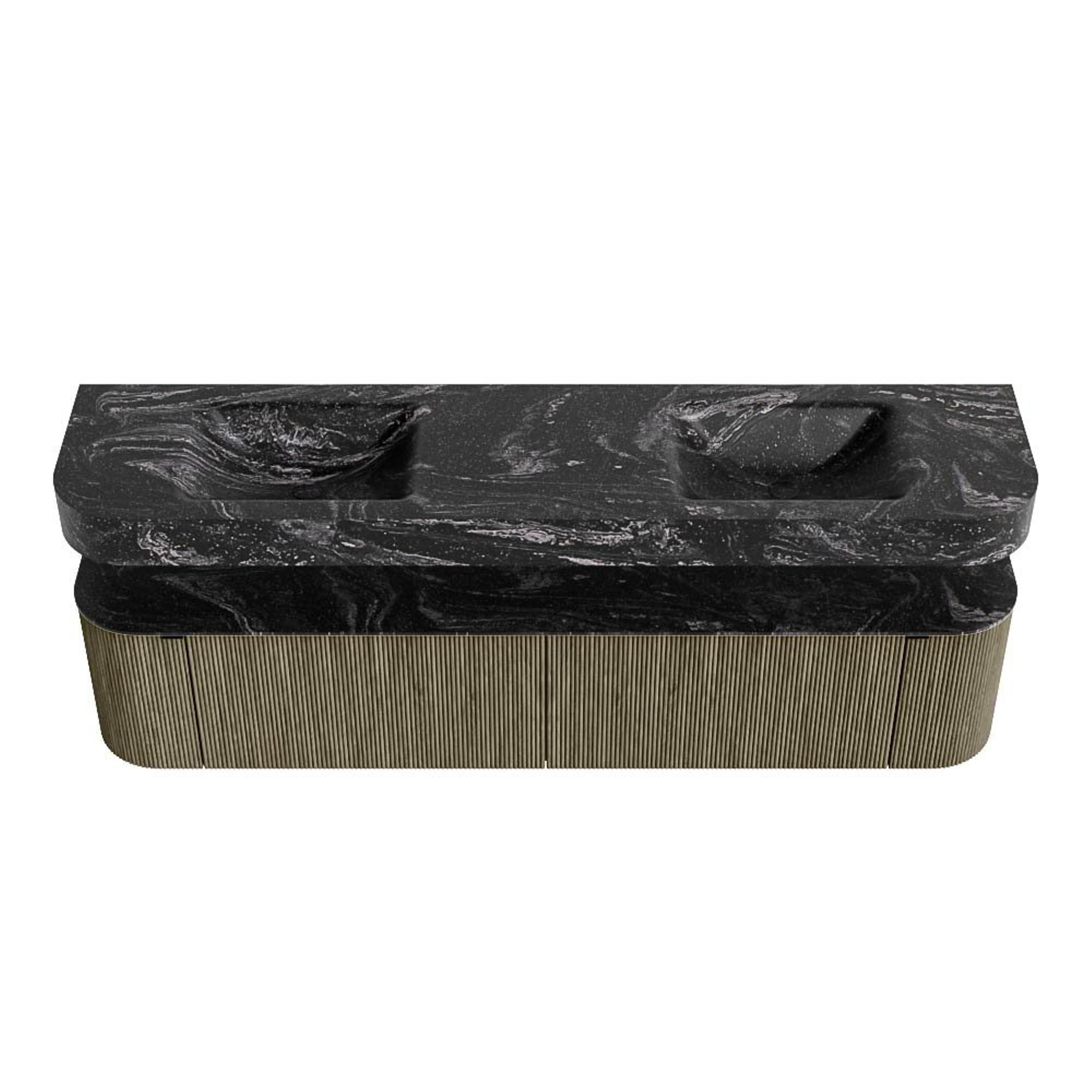 MONDIAZ THOR-DLUX 200cm badmeubel ronding links + rechts kleur Shadow ...