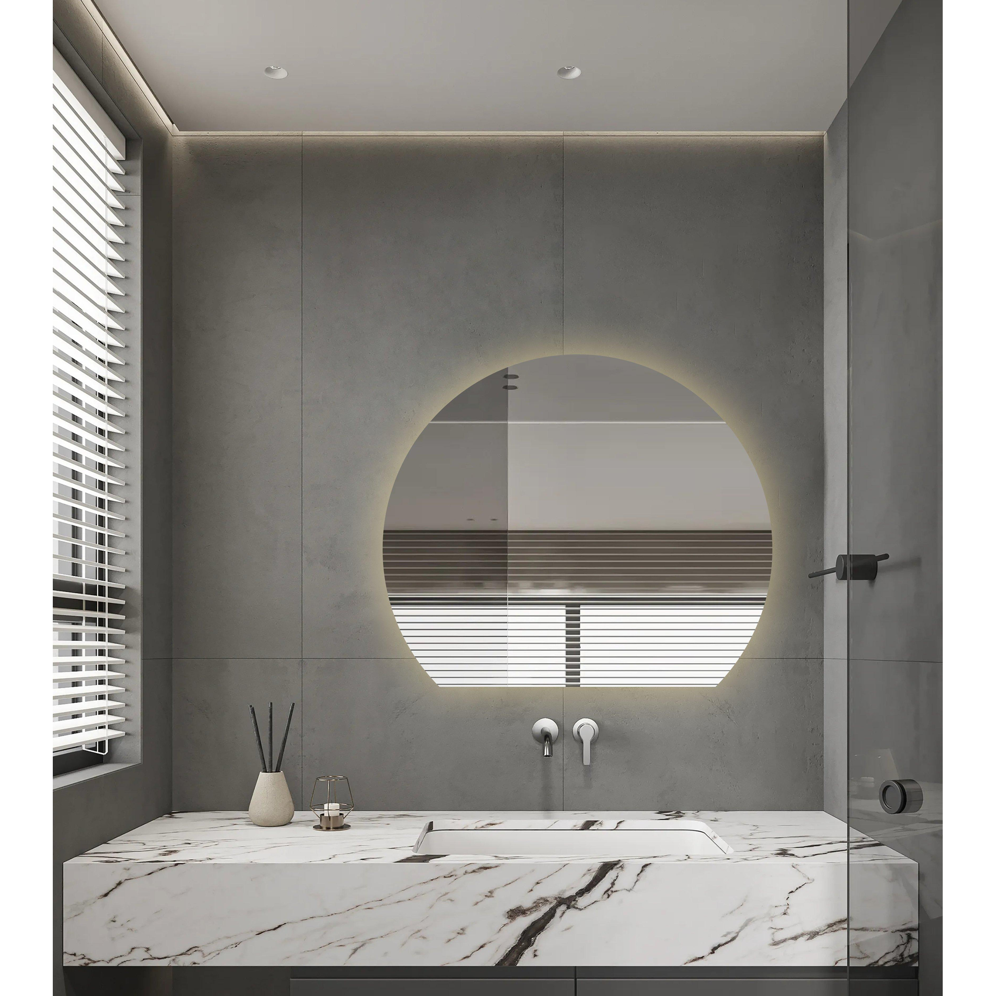 Saniclass Aura Badkamerspiegel - 120x102cm - halfrond - horizontaal ...