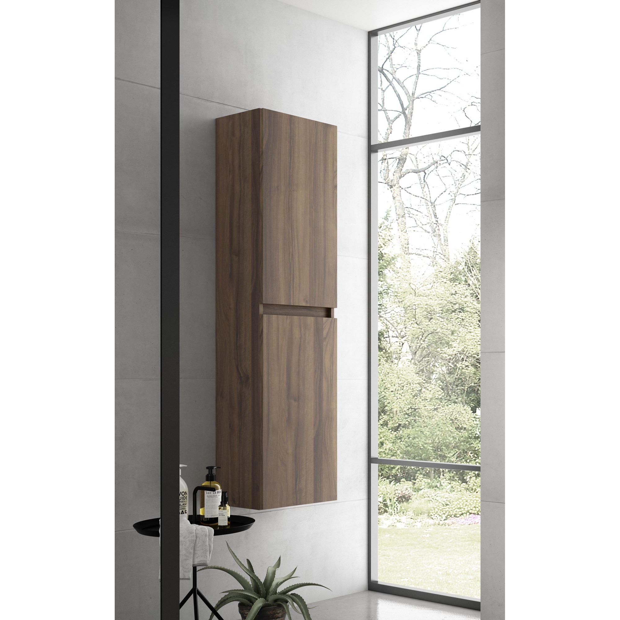 Saniclass Chaci Hoge Kast - 140x35x27cm - 2 deuren - noten - 88374 ...