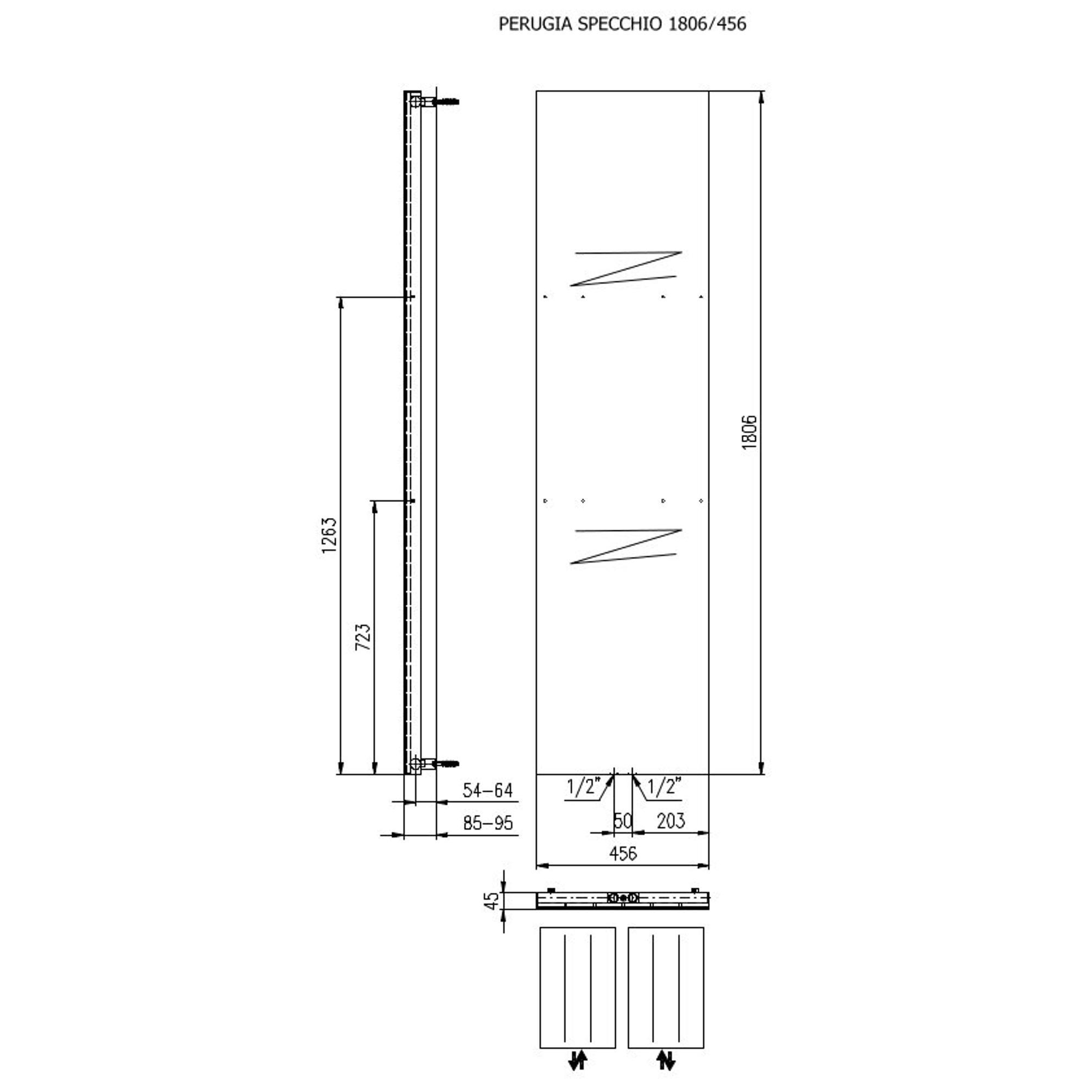Plieger Perugia Specchio designradiator verticaal met spiegel ...
