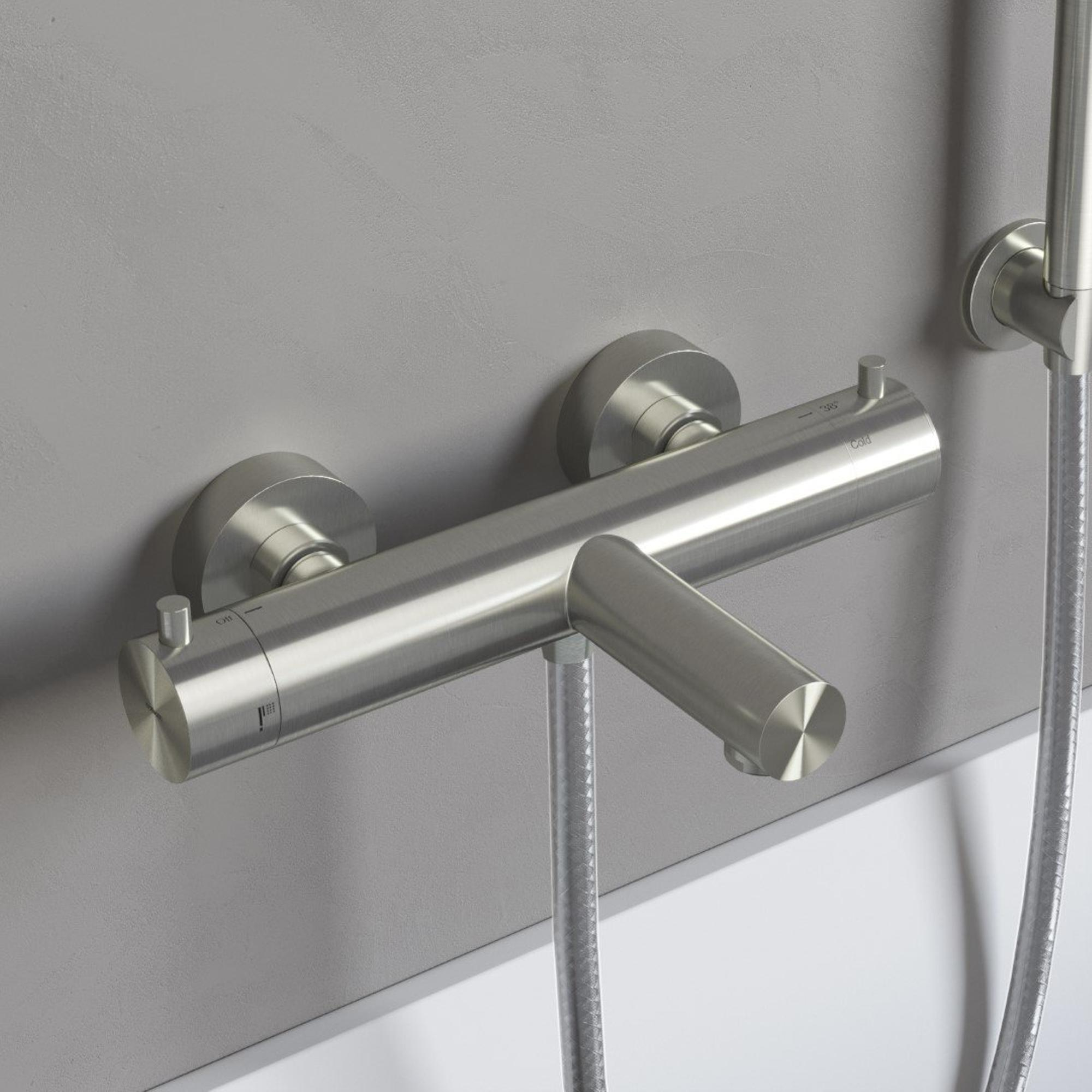 Hotbath Archie thermostatische badmengkraan met uitloop RVS ...