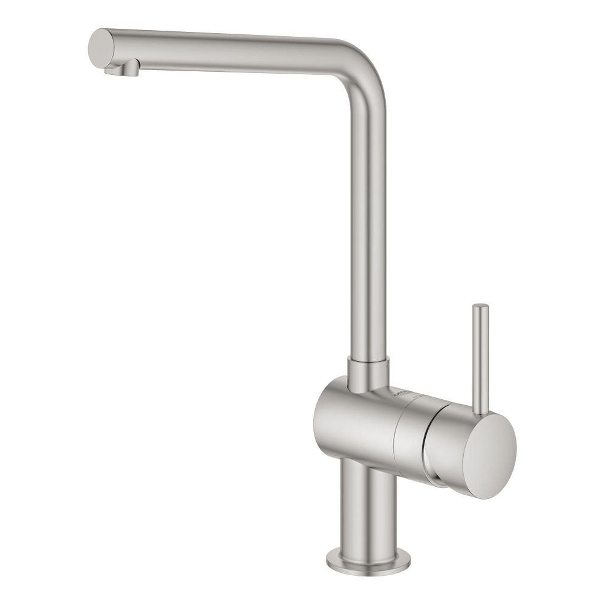 GROHE Minta Keukenkraan - hoog - l uitloop - supersteel geborsteld ...