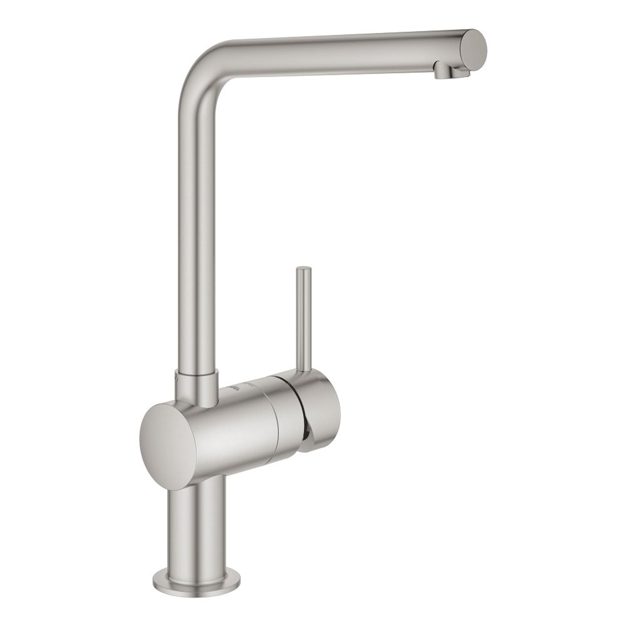 GROHE Minta Keukenkraan - hoog - l uitloop - supersteel geborsteld ...