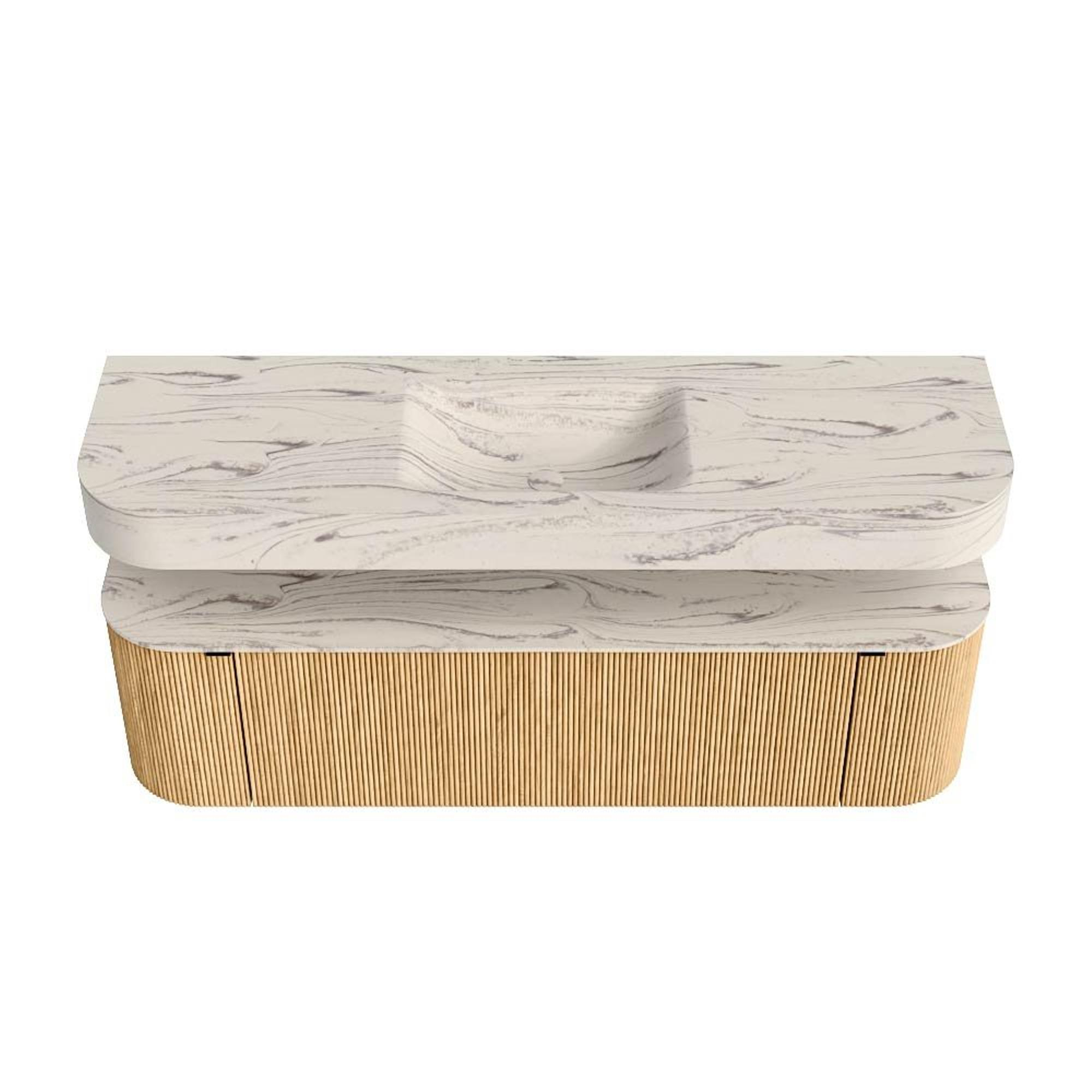 MONDIAZ THOR-DLUX 160cm badmeubel ronding links + rechts kleur Oak met ...