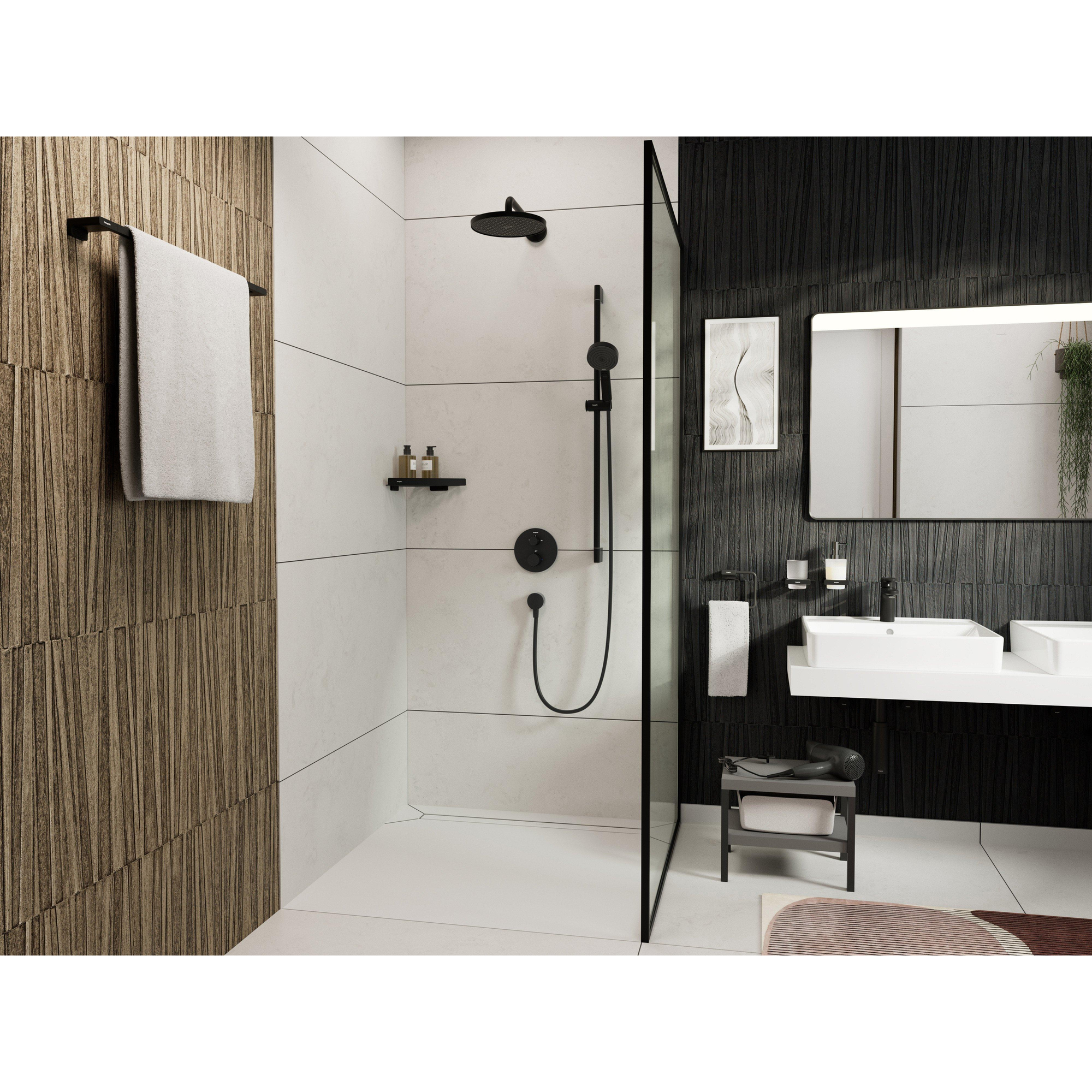 Hansgrohe Activera S pomme de douche 240 - 1 jet - EcoSmart - mat noir - 28056670 - Sawiday.fr