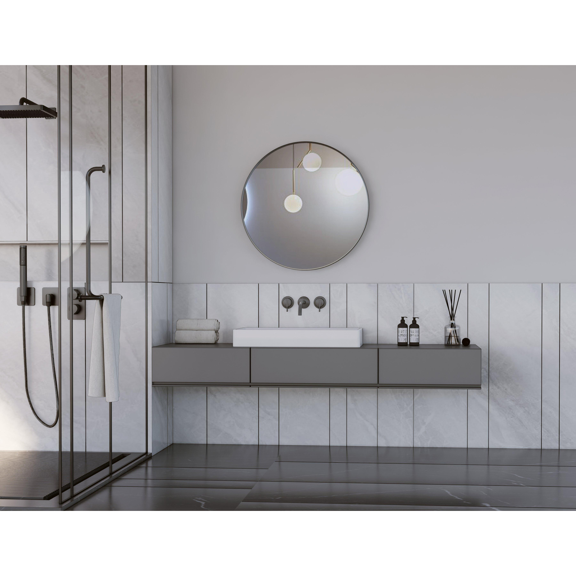 Saniclass Retro Line Spiegel - rond - 120cm - frame - mat zwart - LICHT ...