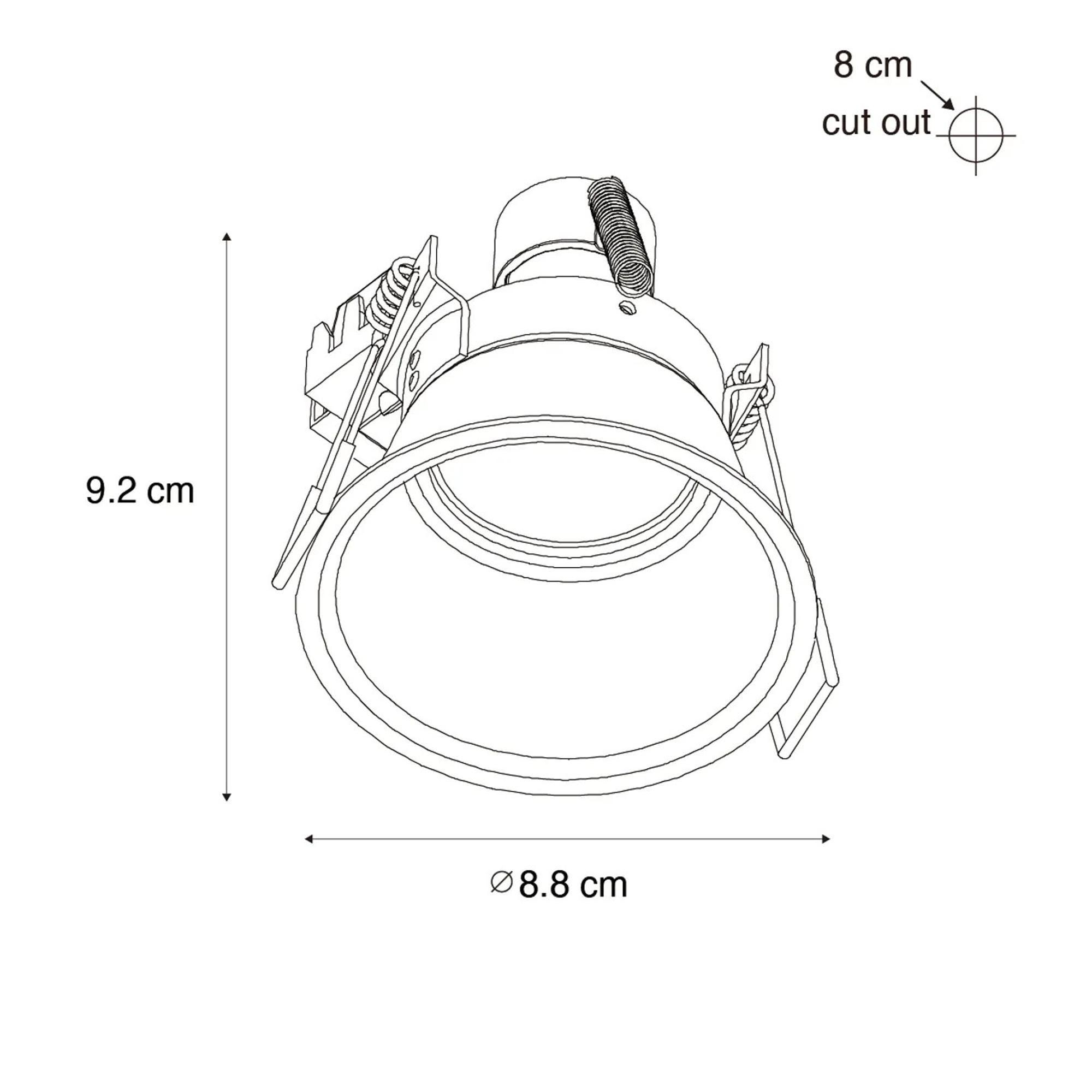 QAZQA Dept Spot encastré - 8.8x8.8x9.2cm - dimmable - IP44 - noir mat ...