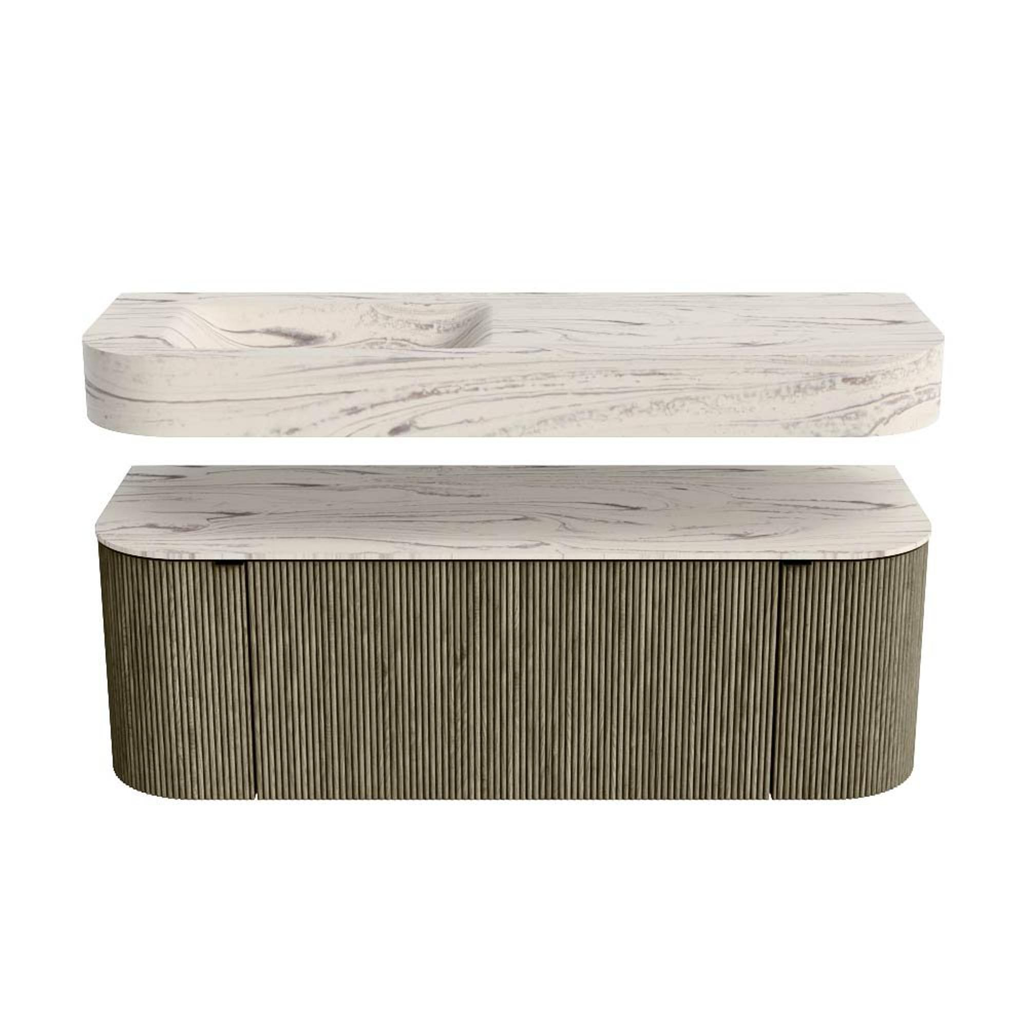 MONDIAZ THOR-DLUX 130cm badmeubel ronding links + rechts kleur Shadow ...