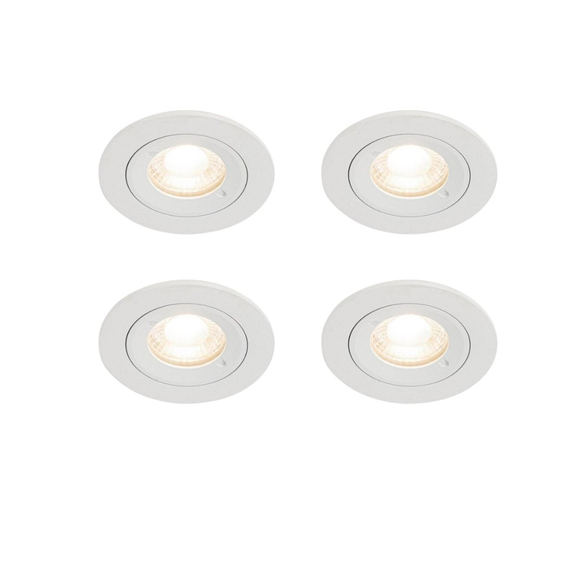 QAZQA Xena spot encastré - set de 4 - 8x8cm - IP44 - rond - blanc mat ...