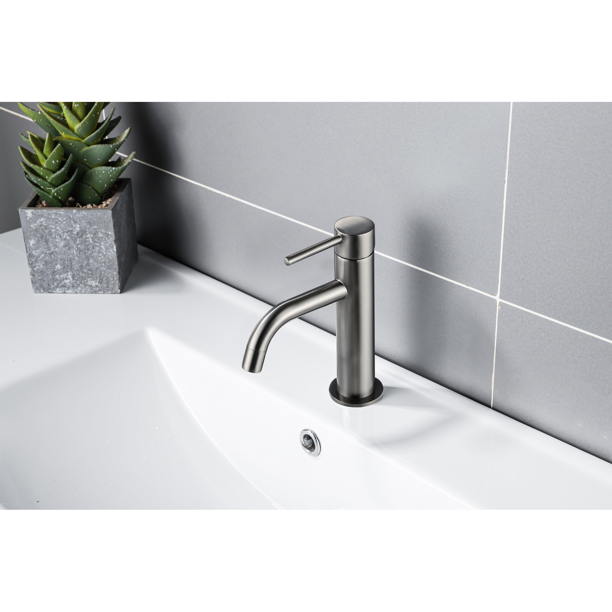 Fortifura Calvi Slim Wastafelkraan - 17.4cm - opbouw - Geborsteld ...