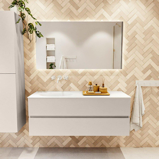 Mondiaz VICA ensemble de meuble de salle de bain - 130cm - meuble sous lavabo lin - 2 tiroirs ...